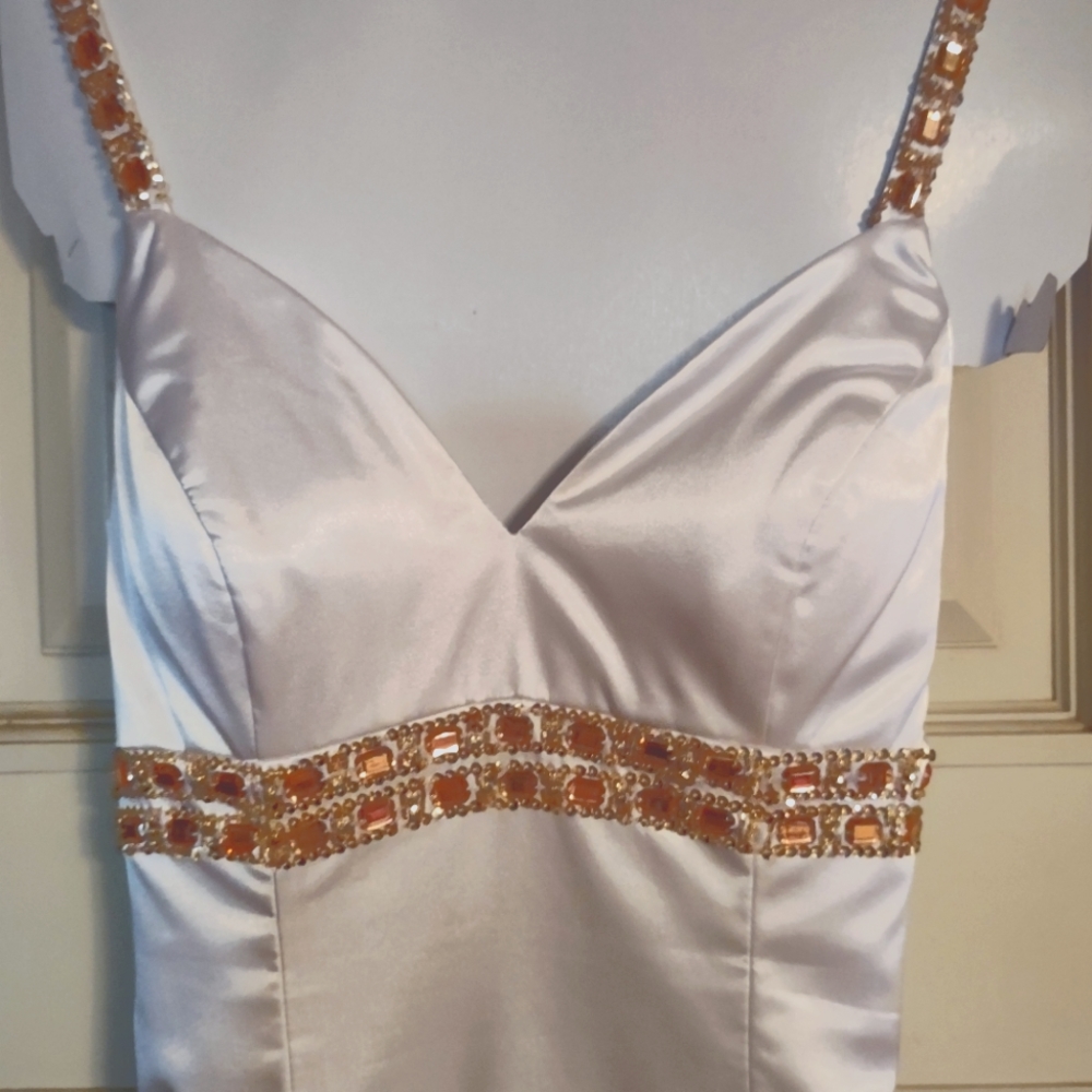 White & Gold Prom Dress Riva Designs - Gem